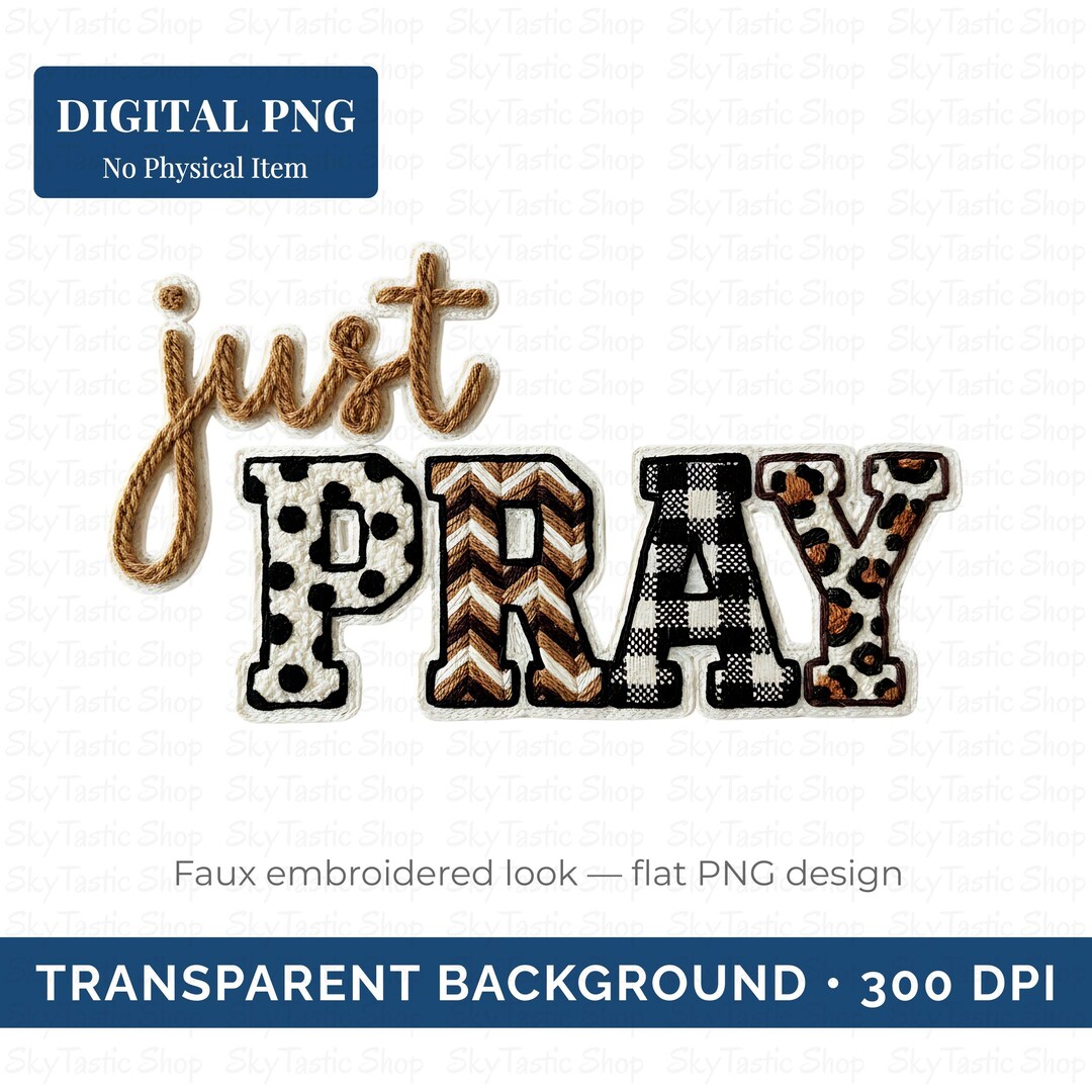 Just Pray Faux Yarn Crochet Png, Leopard Christian Knitted Shirt Png ...