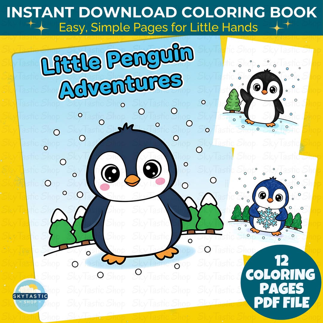 Printable Penguin Coloring Pages | Little Penguin Adventures Winter ...
