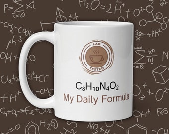 Morning Structure, Caffeine Molecule Chemical Formula Mug, Chemistry ...