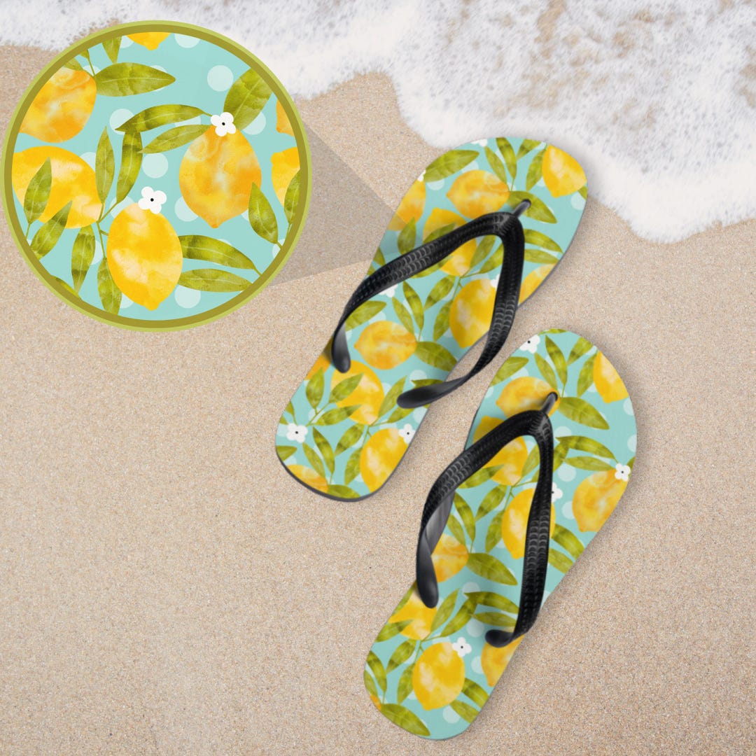 Cheerful Lemon Flip Flops - Bright and Fun Sublimation Sandals - Etsy