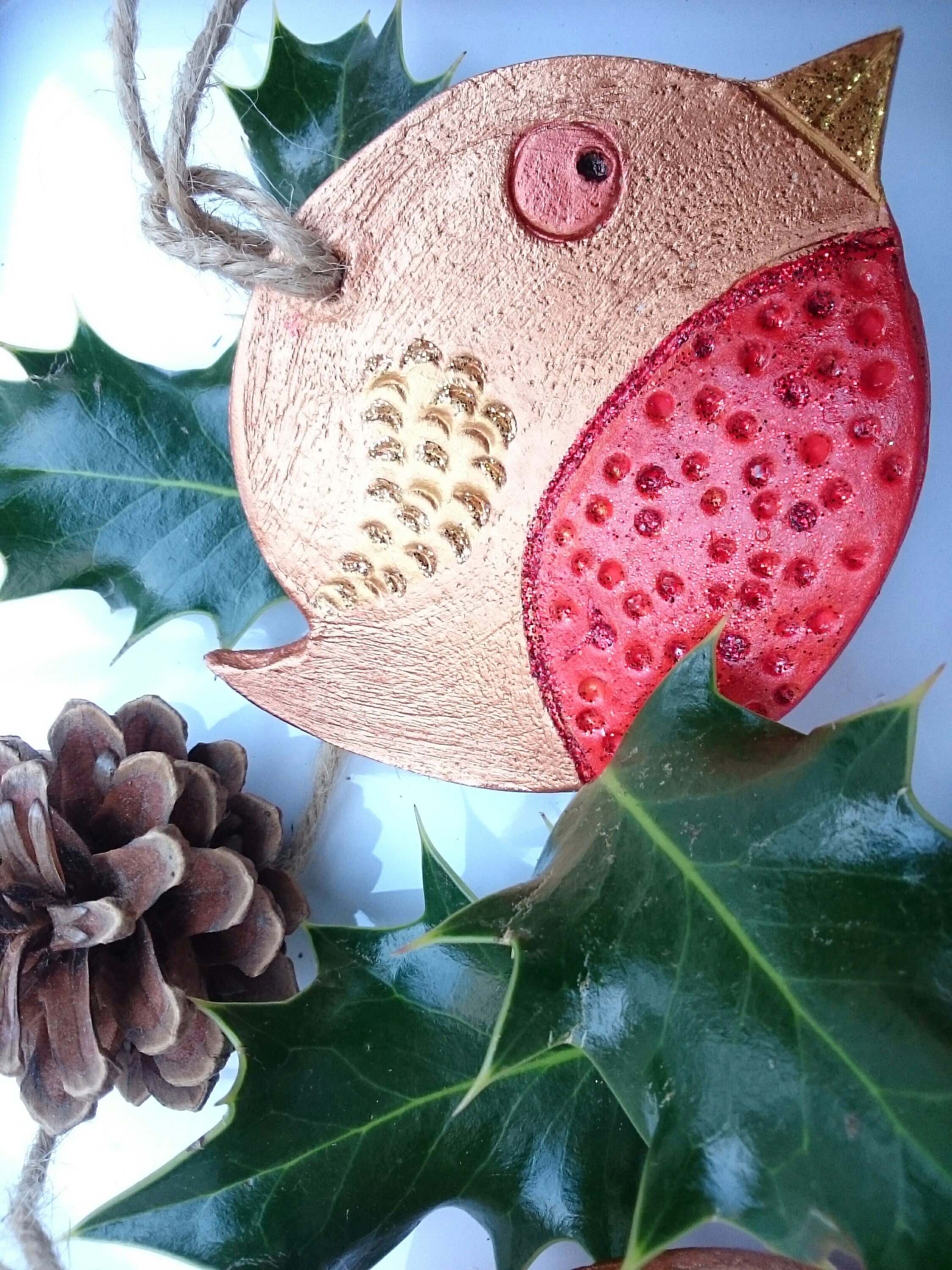 Robin Christmas Tree Decorations Set of 2 Metallic Bronze, Gold ...