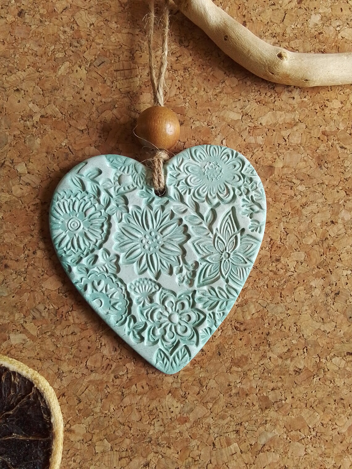 Hand Painted Embossed Heart Clay Heart Keepsake Hanging - Etsy