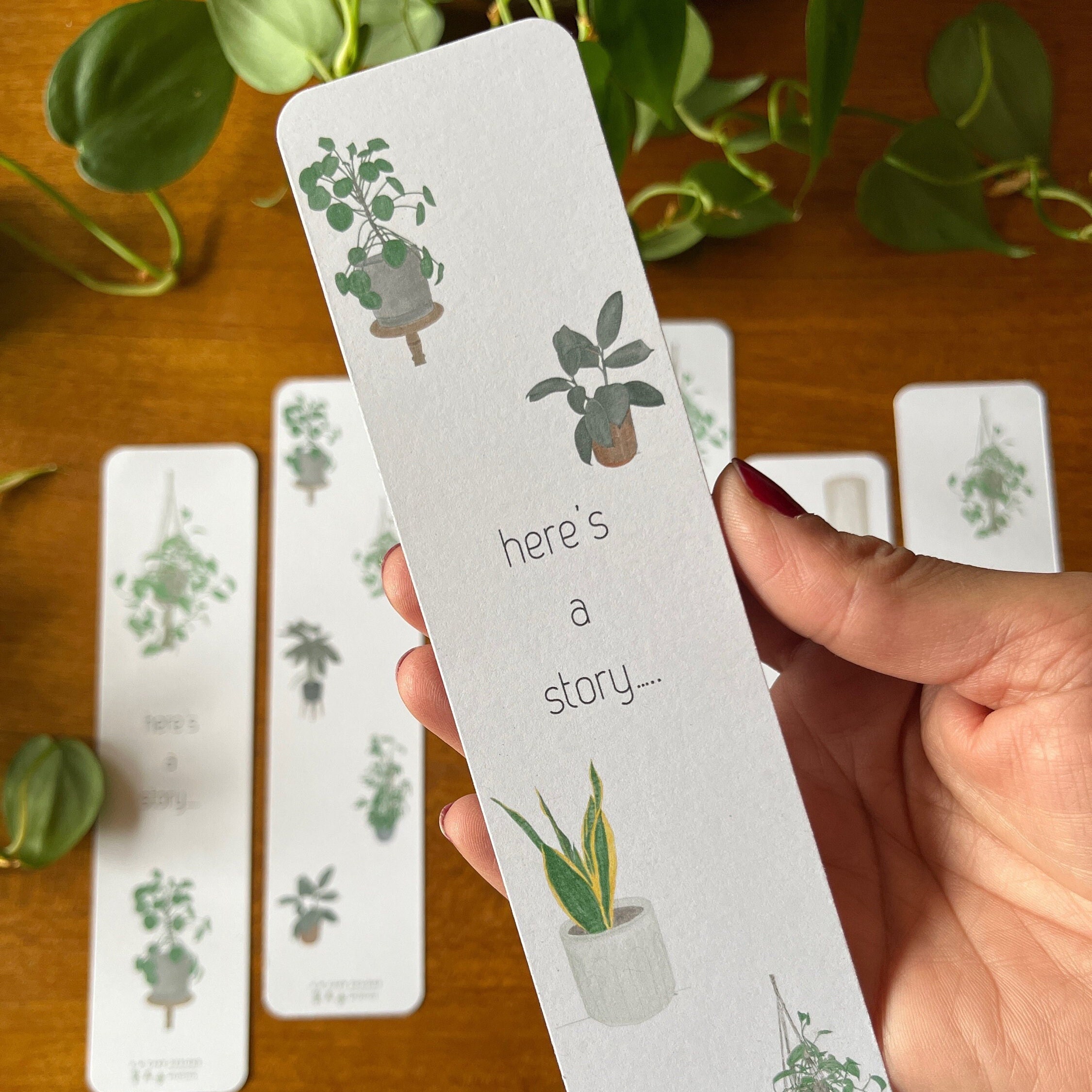 Indoor Plant Bookmarks Rubber Plant-pilea-pothos, Ctenanthe Setosa ...