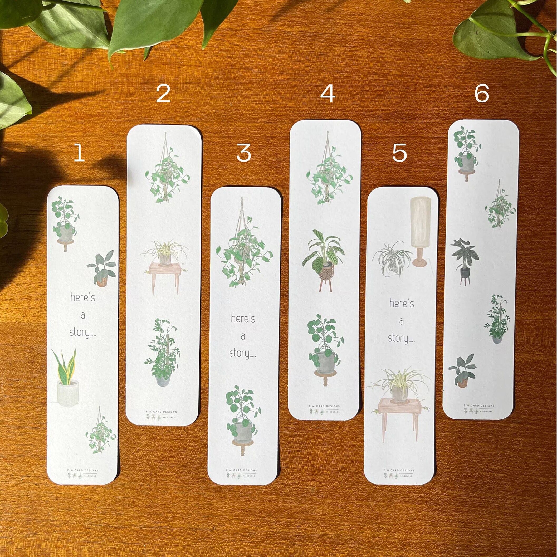 Indoor Plant Bookmarks Rubber Plant-pilea-pothos, Ctenanthe Setosa ...