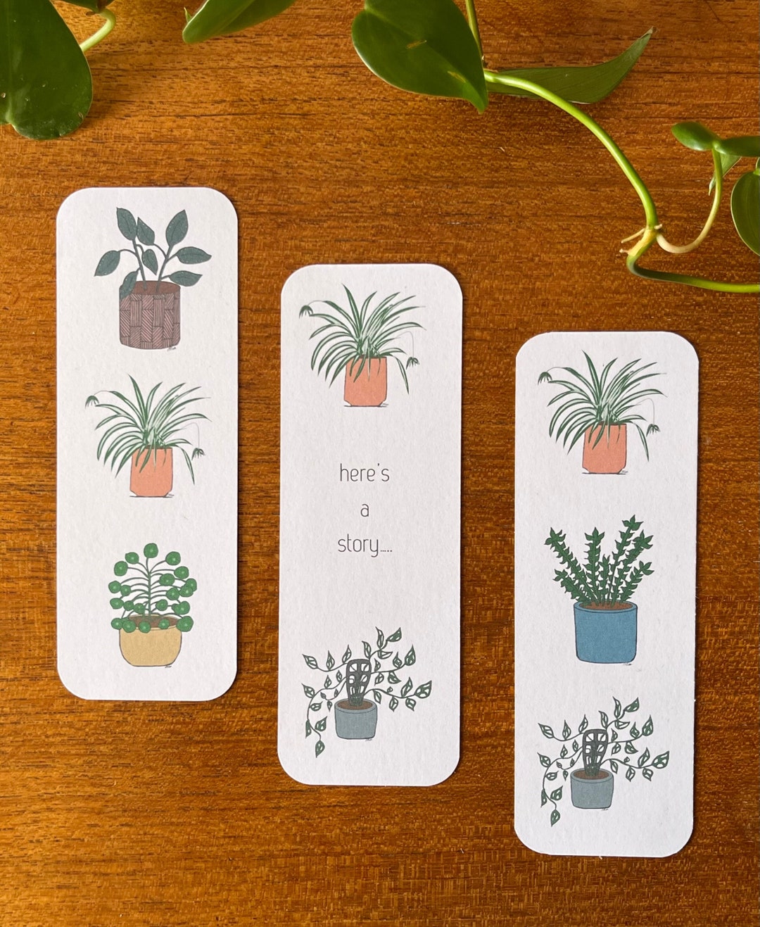 Pack X 3 Plant Bookmarks Rubber Plant Pilea Spider Plant - Etsy