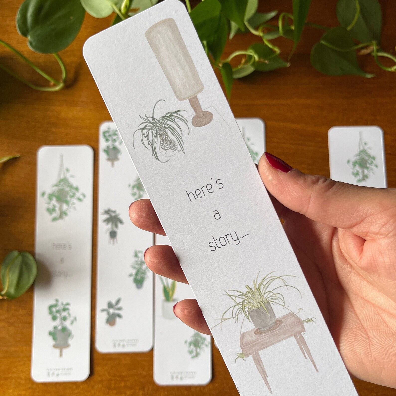 Indoor Plant Bookmarks Rubber Plant-pilea-pothos, Ctenanthe Setosa ...