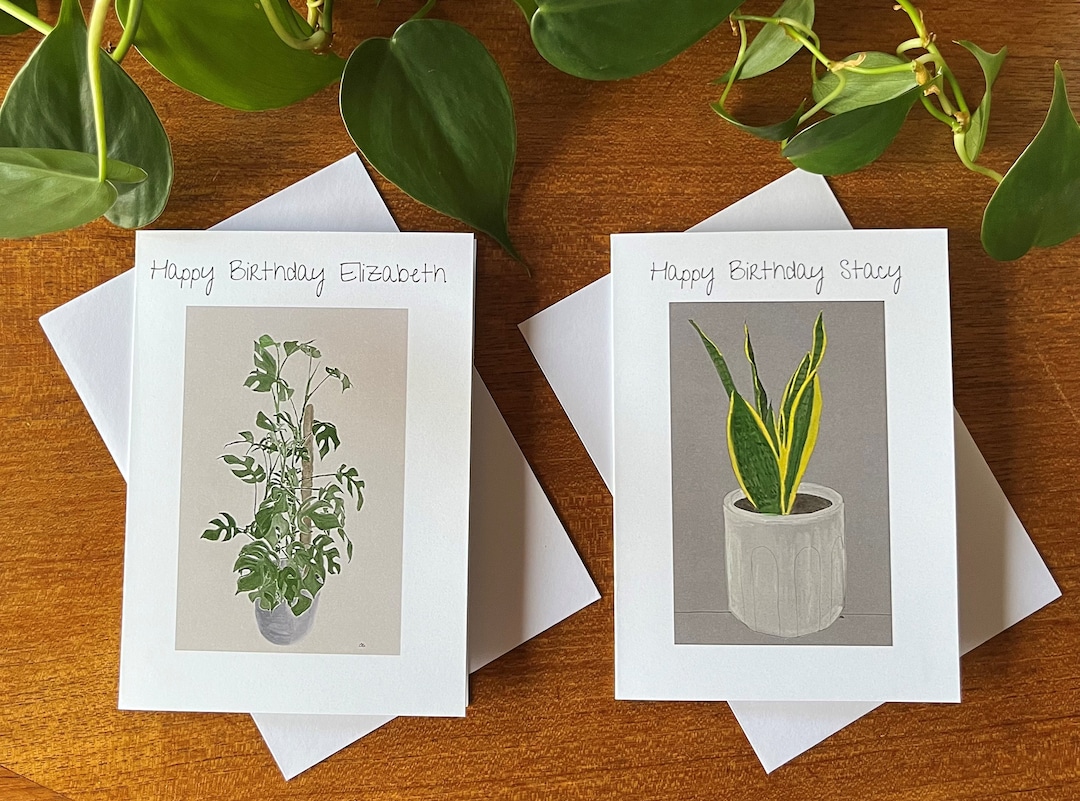 Personalised Plant Themed Birthday Cards Mini Monstera or - Etsy
