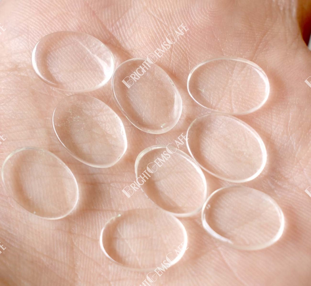 Natural White Crystal Quartz Both Side Flat Back Oval Shape 8x10mm ...