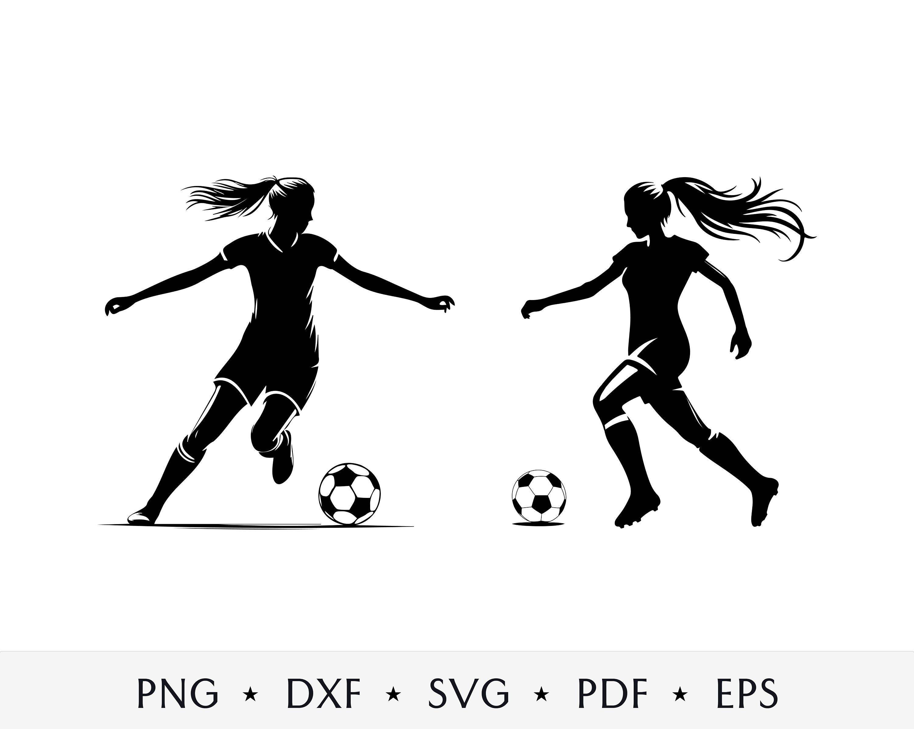 Soccer Player SVG Bundle: Cut Files, Clipart, Silhouette (digital ...