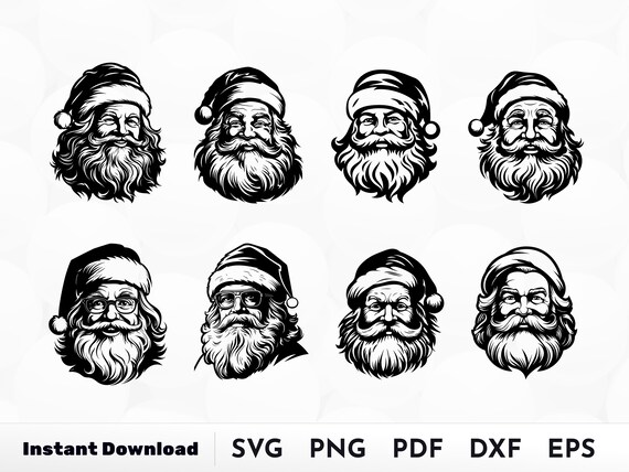 Santa Face Silhouette Svg Page 33 | Santa Hat Silhouette Vector Art,