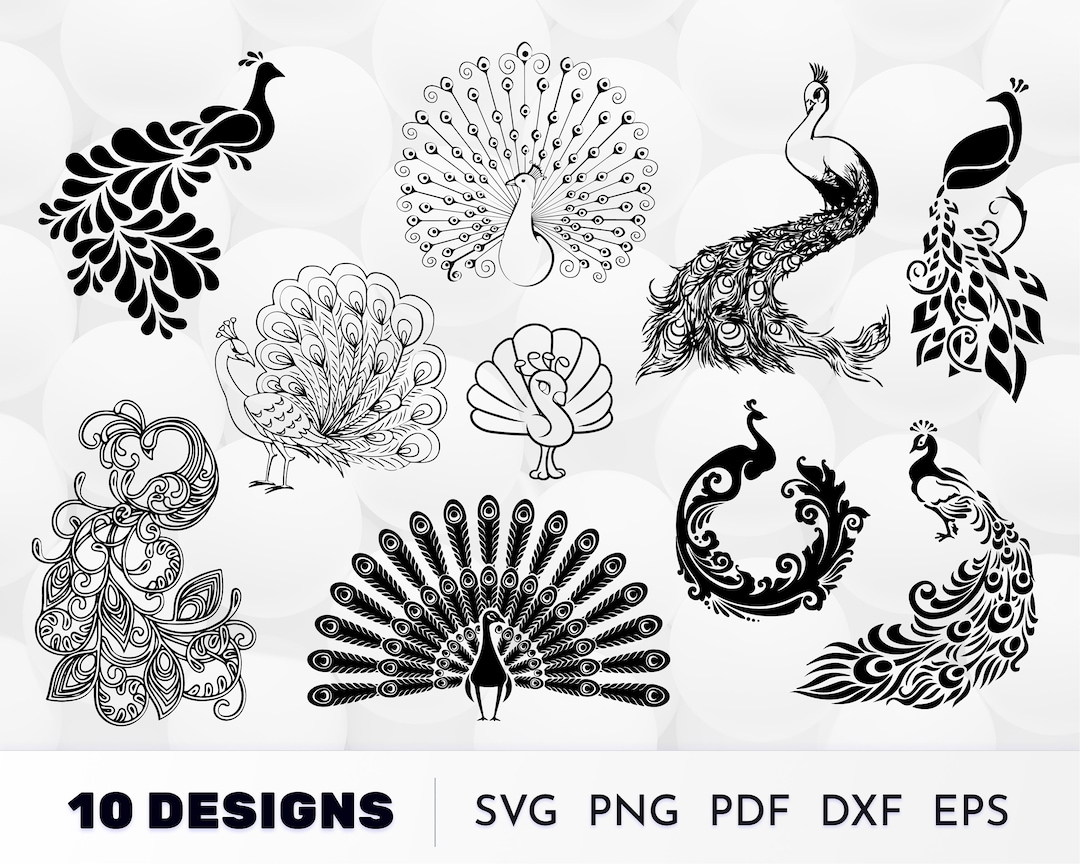 Peacock Svg Peacock Feather Svg Peacock Clipart Bird Svg Peacock Silhouette Peacock