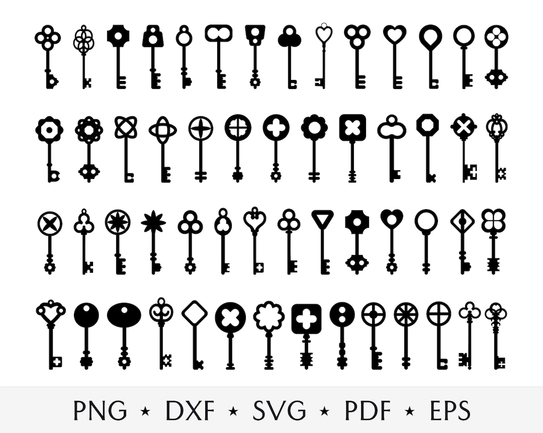 55 Vintage Key SVG Bundle, Antique Key Clipart, Magic Key Vector Design ...