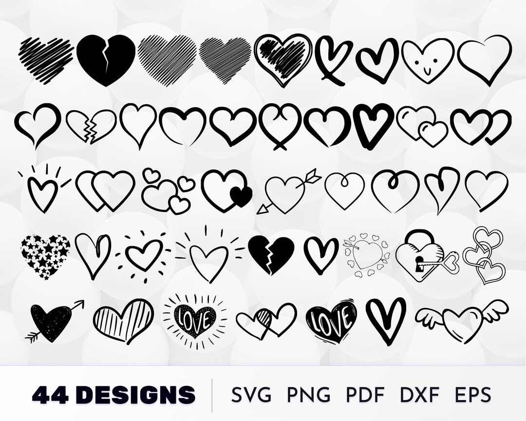 Heart SVG Clipart: Love Silhouette, Distressed & Open Heart Designs ...