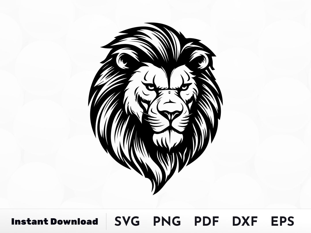 Brave Lion Head SVG, Lion Svg, Lion Head Silhouette Svg, Lion Face Svg ...
