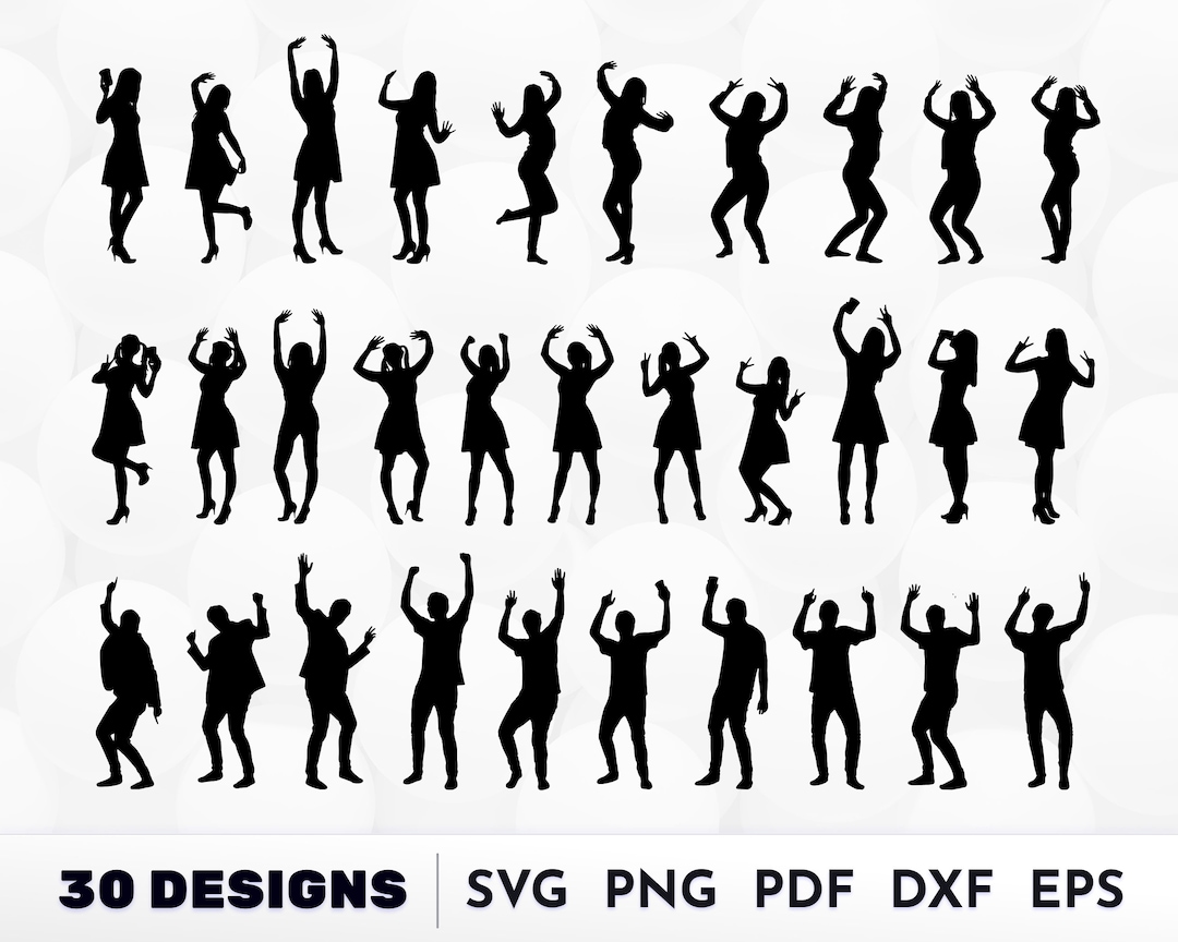 Dancing People Silhouette, Dancer SVG, Dancing People Cut Files, Happy ...