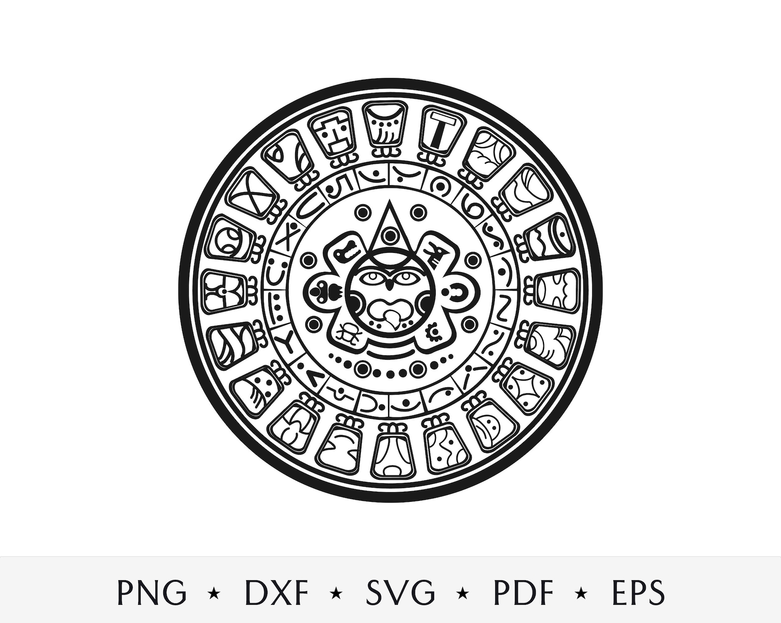Mayan Calendar SVG, Maya Svg, Sun Stone Svg, Mayan Calendar Printable ...