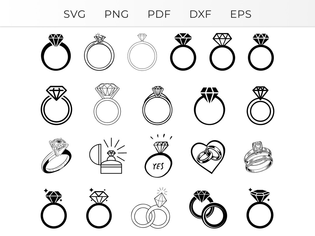 Wedding Ring SVG, Diamond Ring Svg, Engagement Ring Svg, Ring Clipart ...