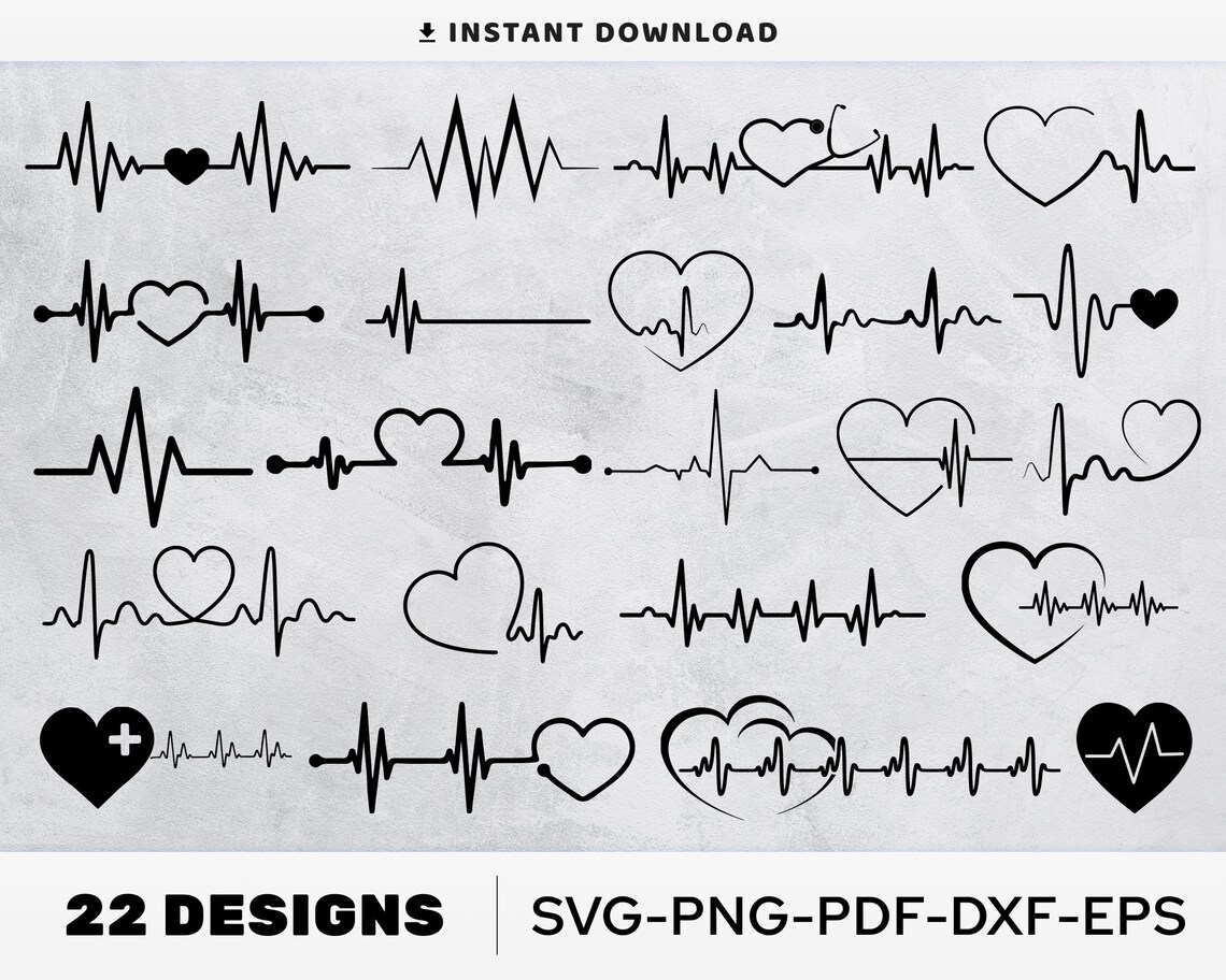 Heartbeat SVG Bundle Nurse Svg Ekg Svg Svg Files for | Etsy