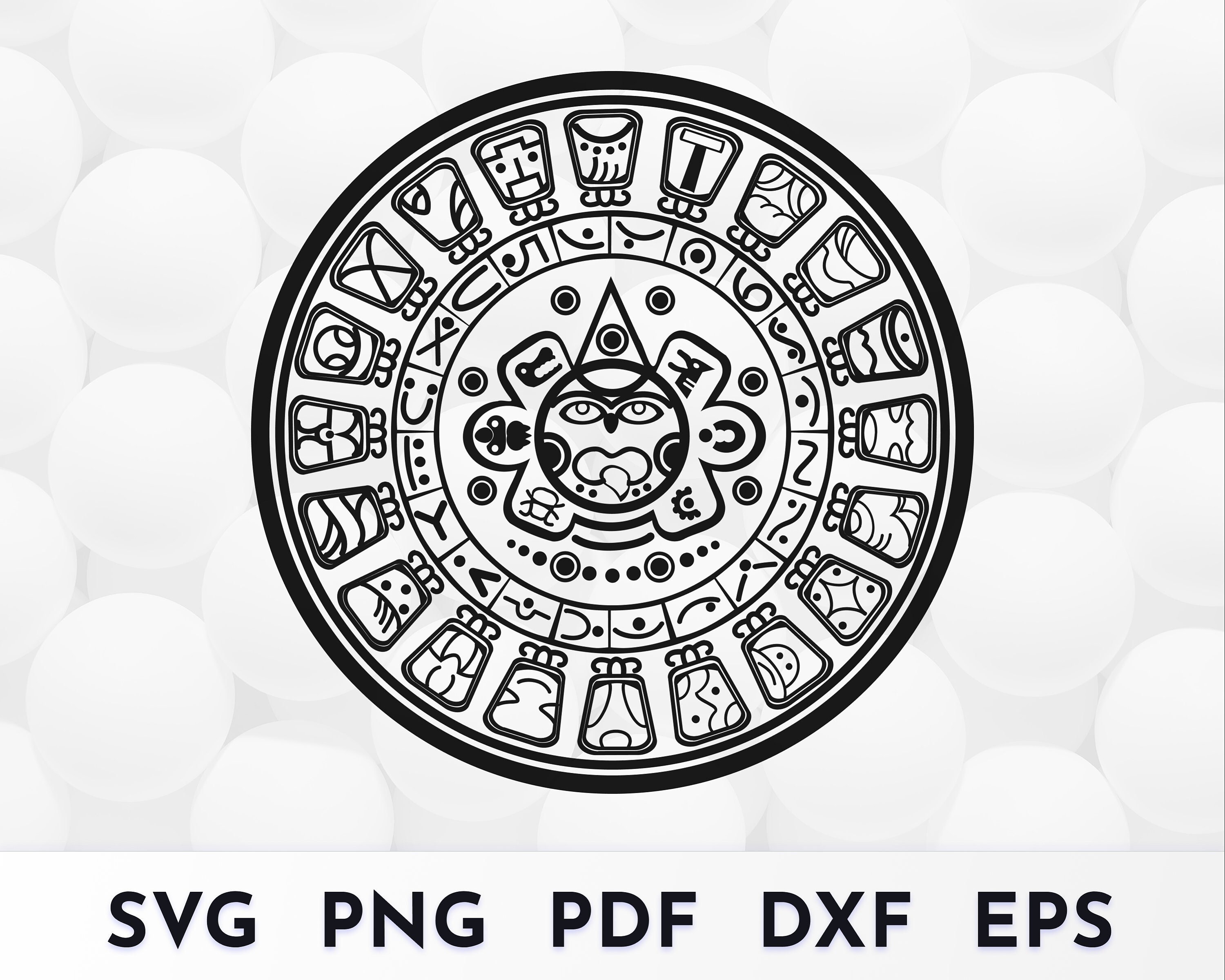 Mayan Calendar SVG, Maya Svg, Sun Stone Svg, Mayan Calendar Tzolkin ...