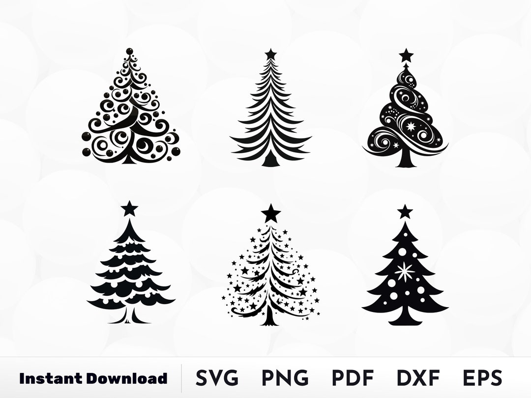 Christmas Tree Svg Clipart Bundle, Pine Tree Svg Png Files, Instant ...