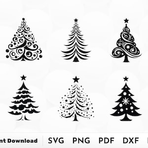 Christmas Tree Svg Clipart Bundle, Pine Tree Svg Png Files, Instant ...