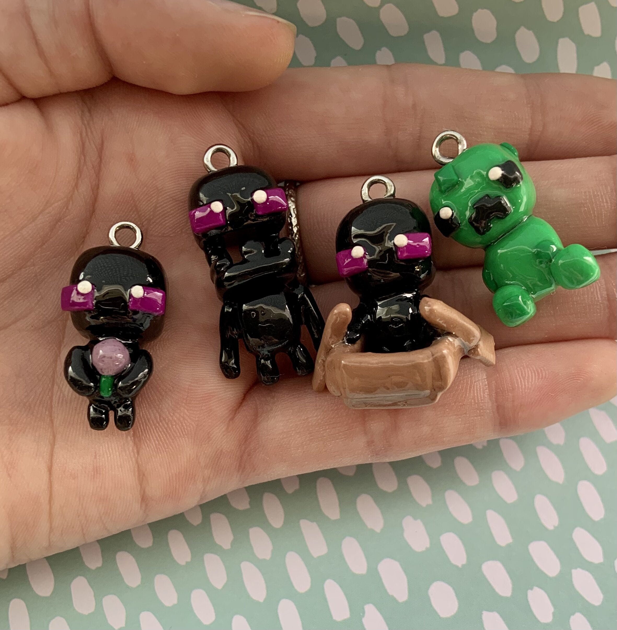 Polymer Clay Minecraft Creeper or Enderman Charm - Etsy