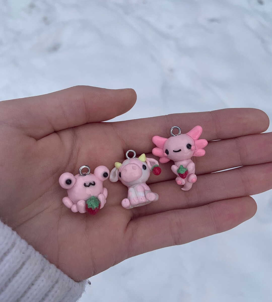 Polymer Clay Strawberry Animal Charms - Etsy