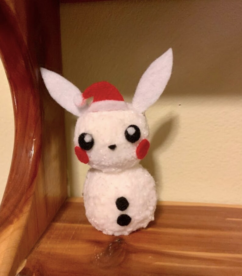 Snowman Pikachu Pom Pom With Santa Hat Pokemon Pom Pom - Etsy