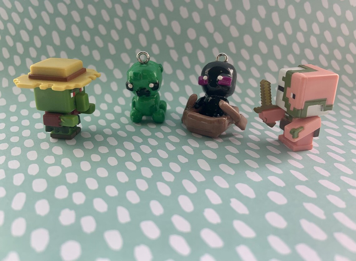 Polymer Clay Minecraft Creeper or Enderman Charm - Etsy