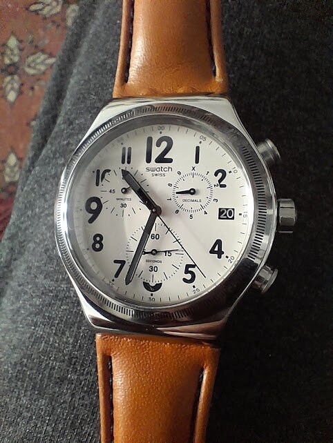 Unwanted Gift, Swatch Irony Chrono, Steel Body,leather Strap. - Etsy