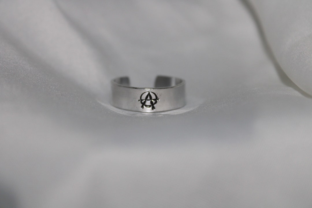 Anarchy Symbol Hand Stamped Ring Adjustable - Etsy