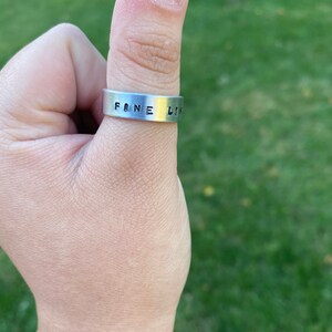 Fine Line Hand Stamped Ring Adjustable - Etsy