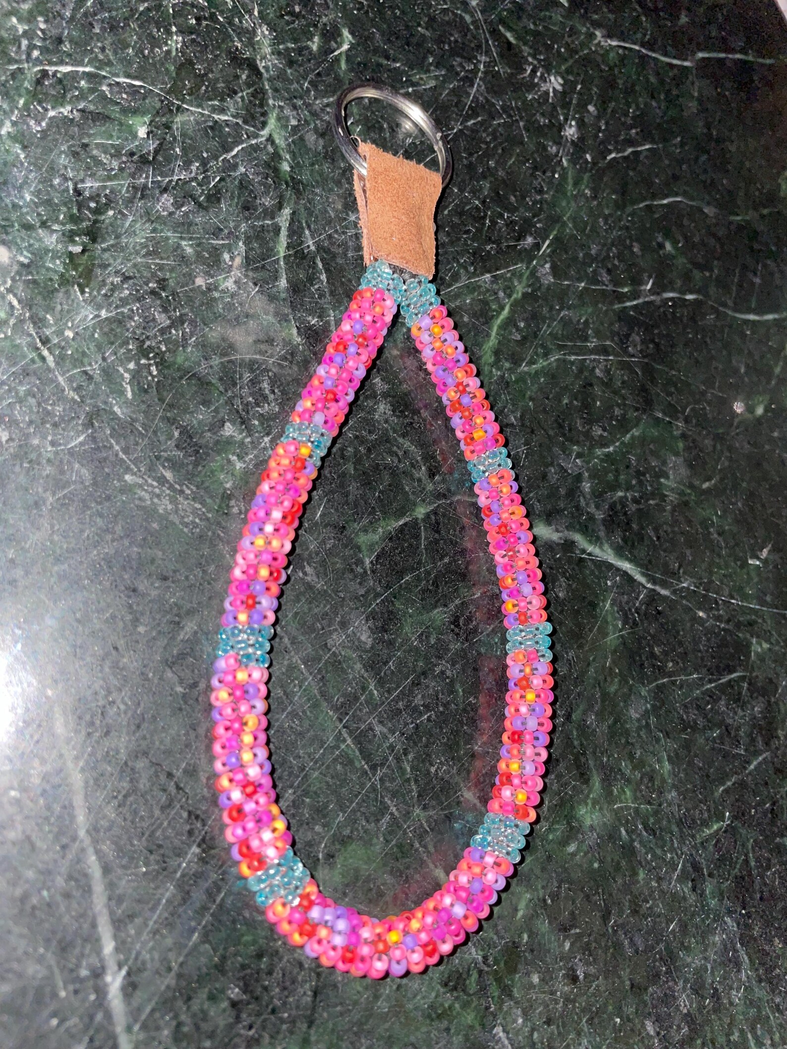 Native Made Beaded Frosted Neon Keychain Wristlet W/ Glow in the Dark ...