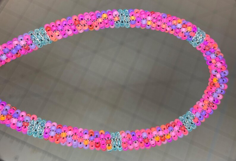 Native Made Beaded Frosted Neon Keychain Wristlet W/ Glow in the Dark ...