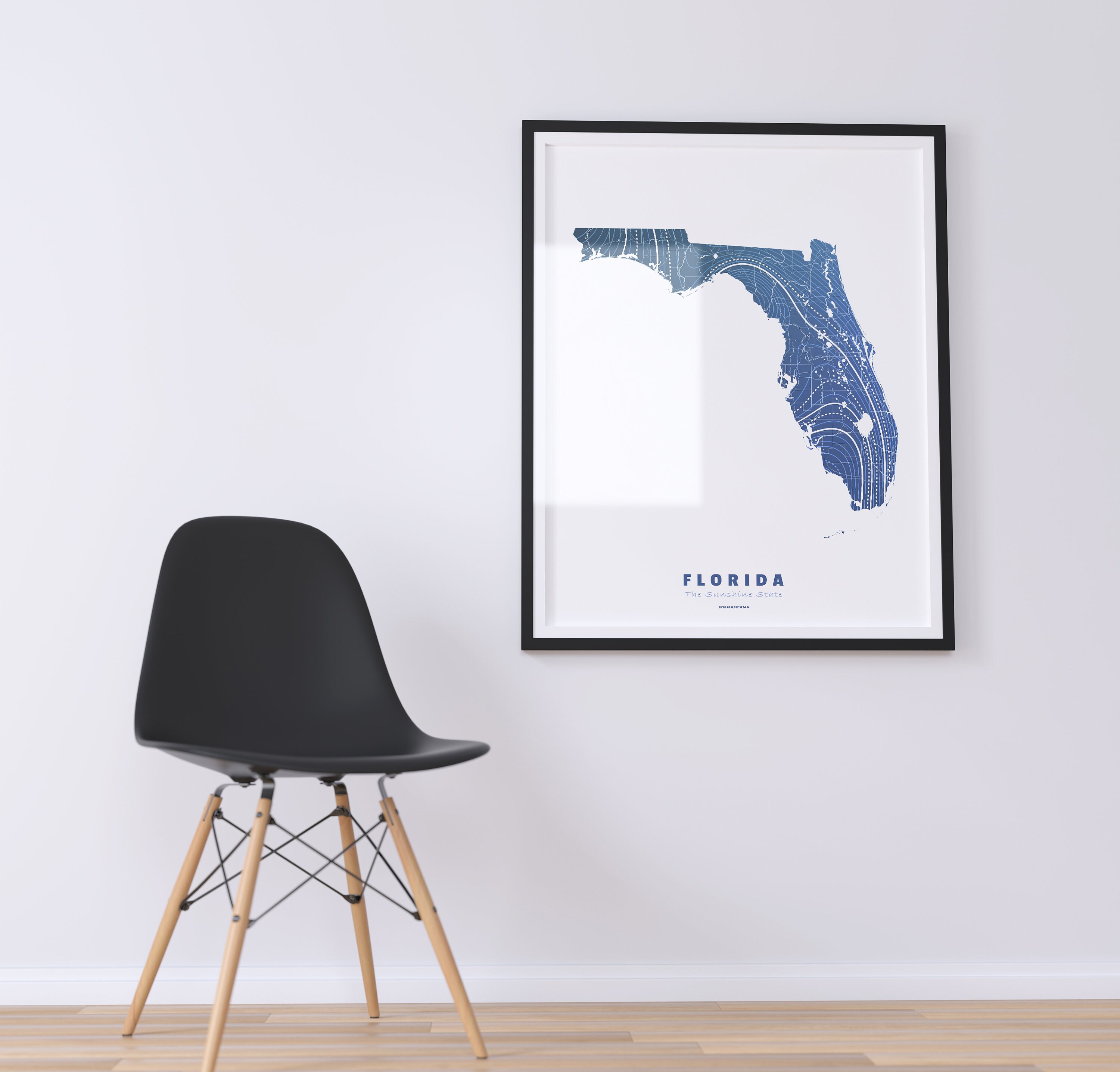 Wall Art Decor - Map of Florida - City Map Wallpaper - Map Gift - Art ...