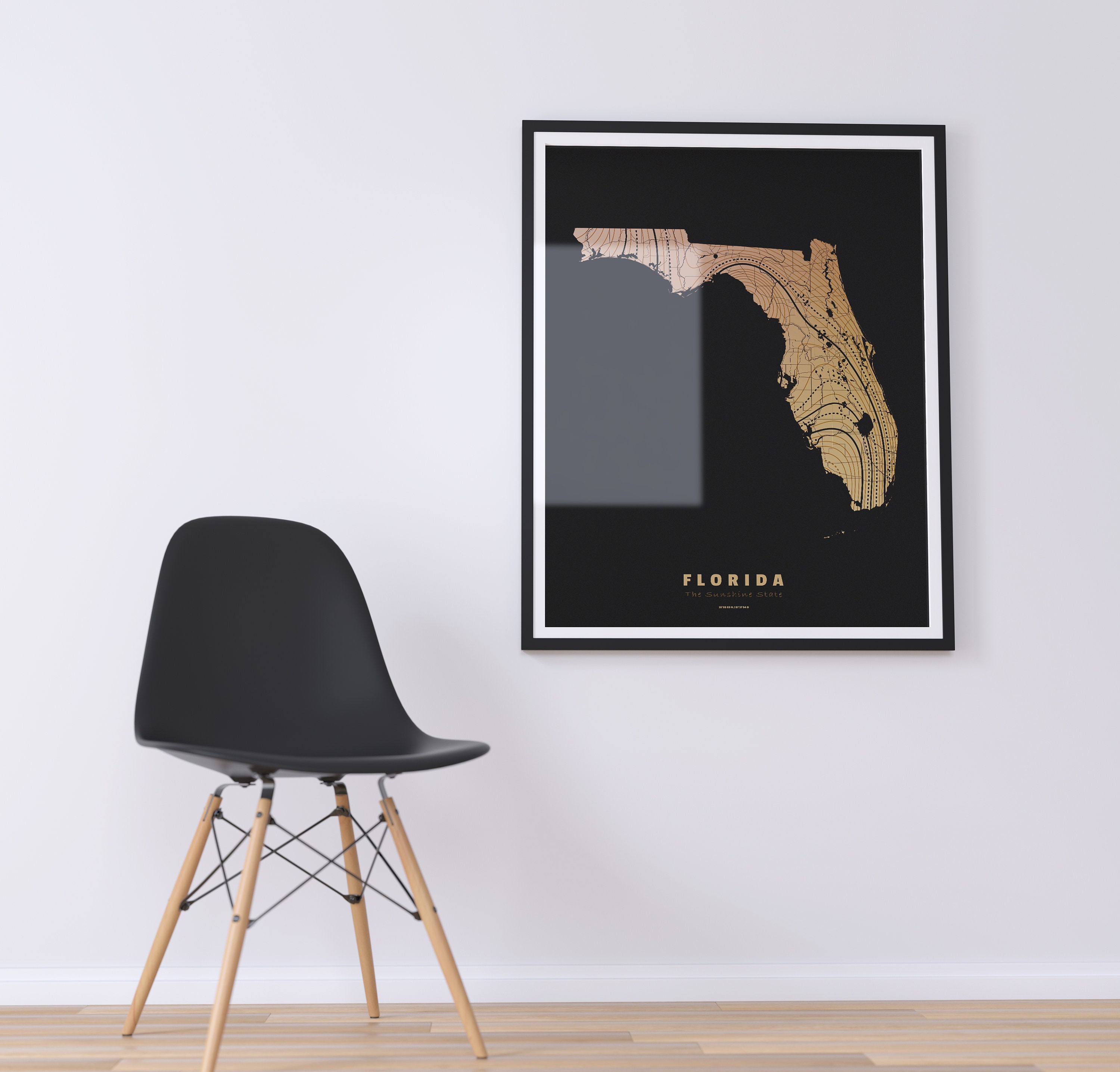 Wall Art Decor - Map of Florida - City Map Wallpaper - Map Gift - Art ...