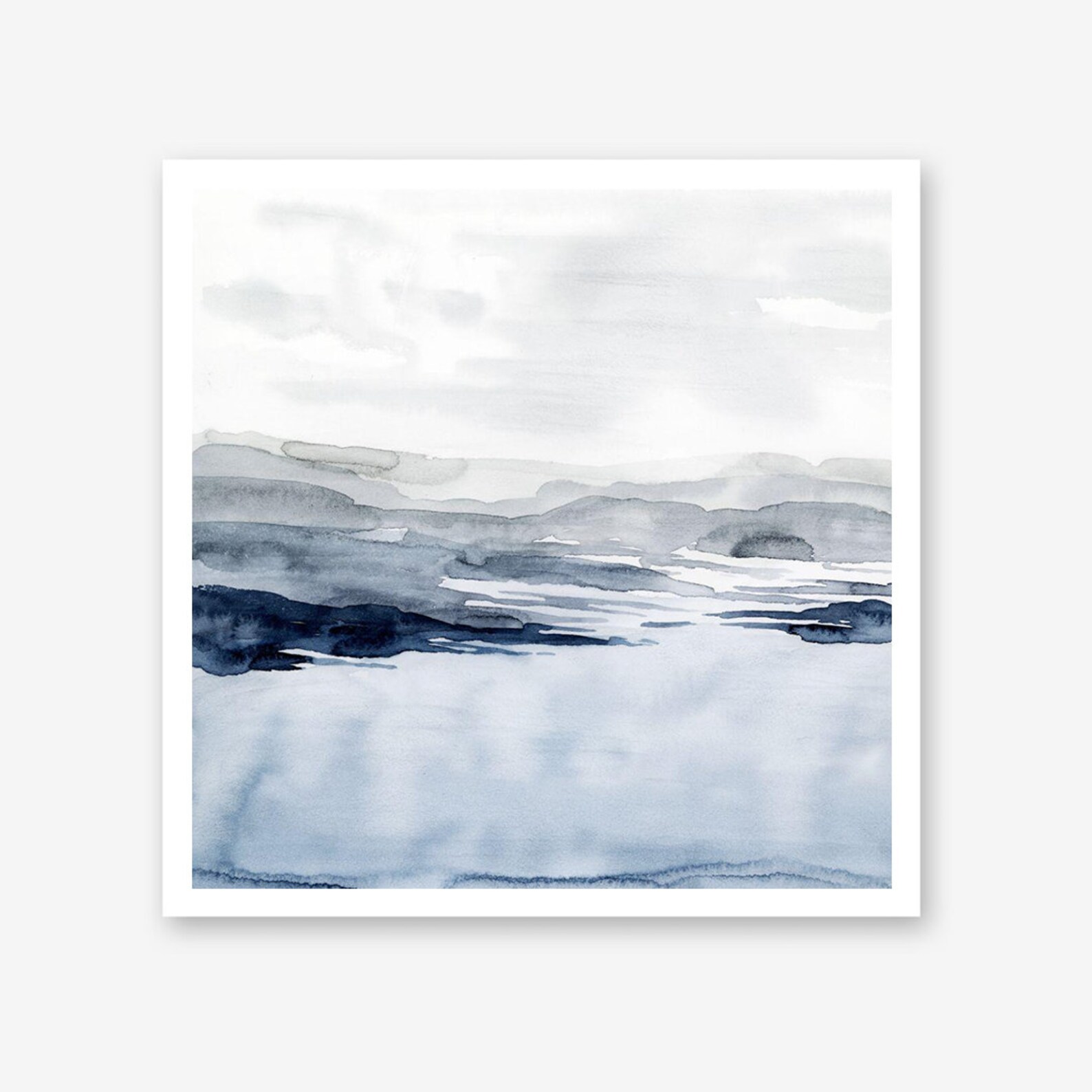 Set of 2 Horizon Pictures Watercolour Abstract Art Navy | Etsy