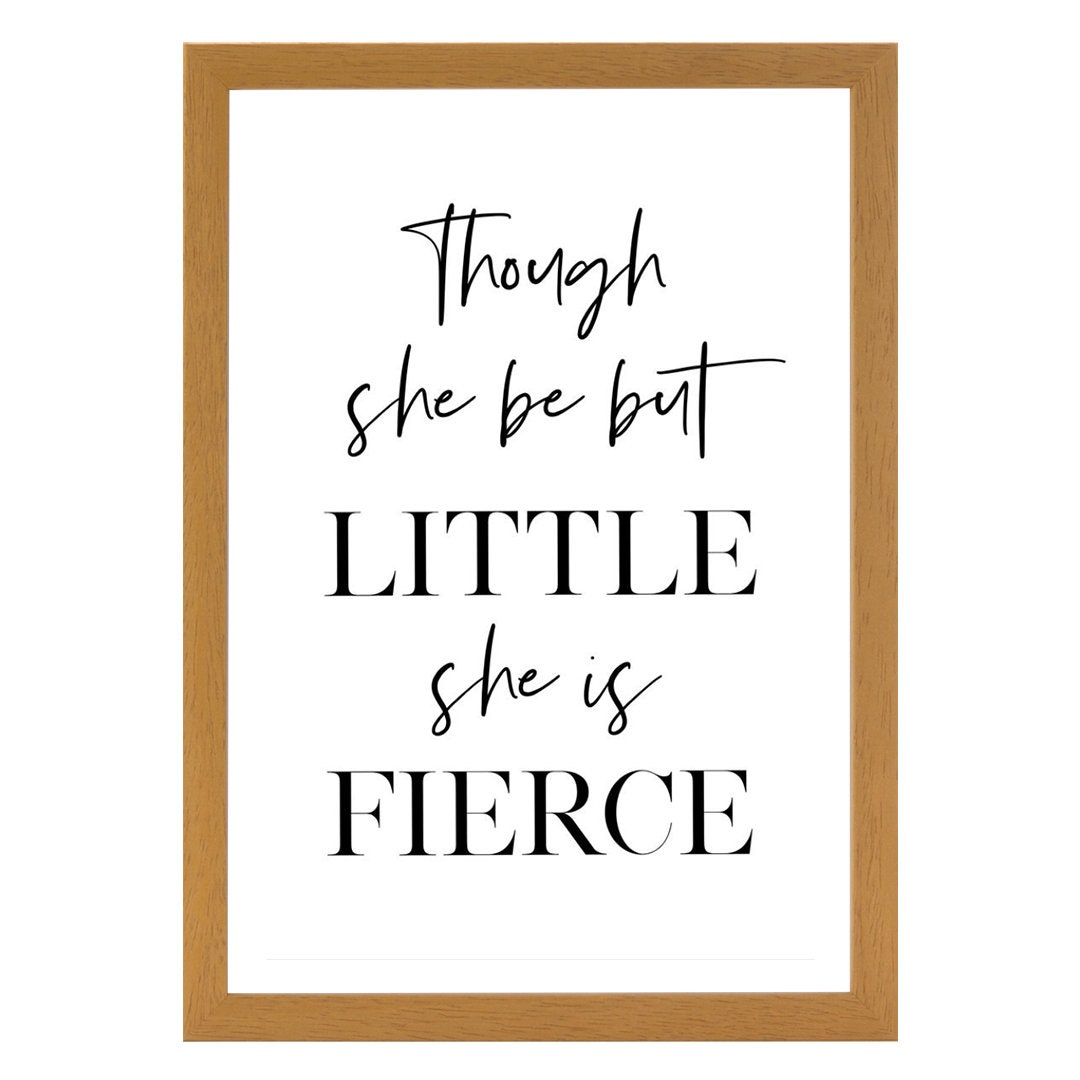Black and white typography Little but fierce art print with | Etsy