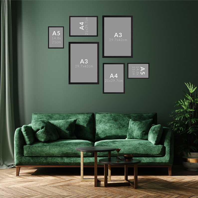 Ensemble de cadre en bois noir 6 pièces cadre 2 x A3 cadres - Etsy France