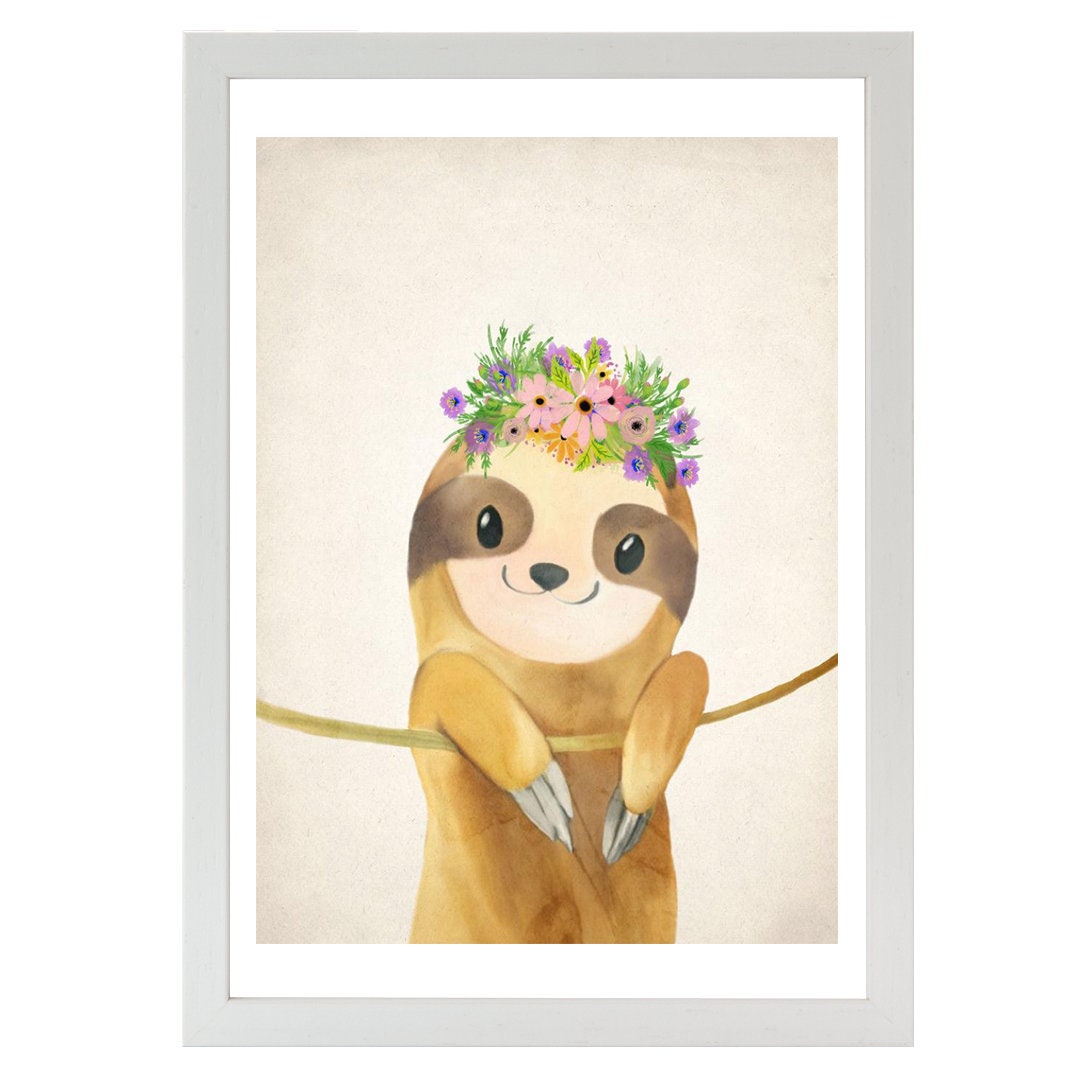 Sloth Sloth Print Floral Sloth Sloth Gifts Nursery Wall - Etsy