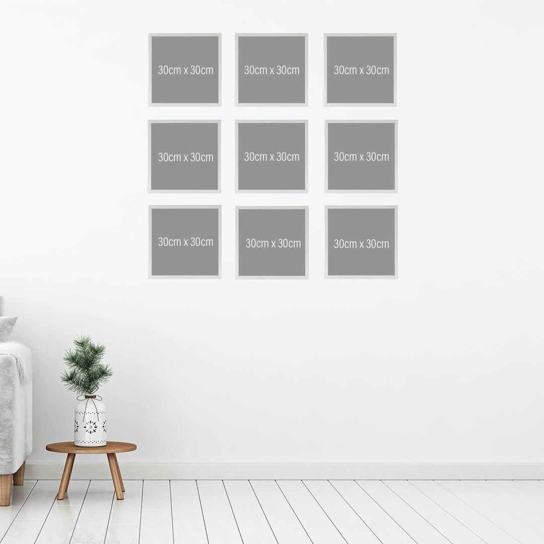 Gallery Wall Set of 9 Square Picture Frames 33x33cm Frames for 30x30cm ...