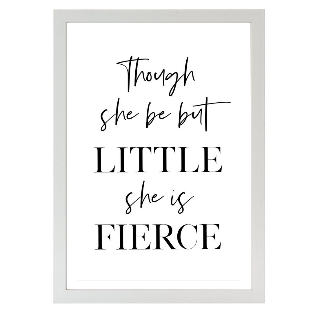 Black and white typography Little but fierce art print with | Etsy