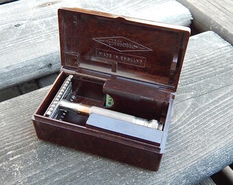 1930s British Gillette NEW 7 O'clock Flat Bottom Vintage Safety Razor ...