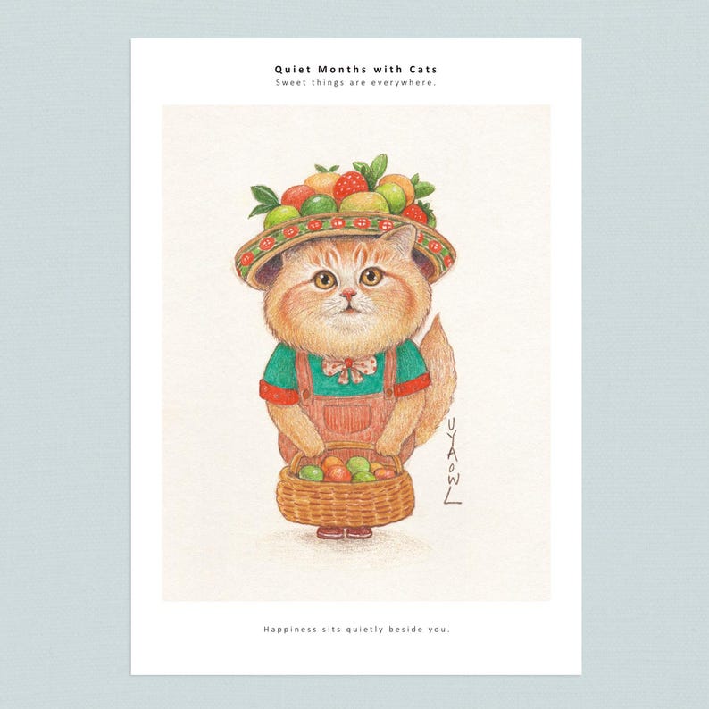 2026 Cat Calendar Printable – August Cat Illustration, Late Summer Wall ...