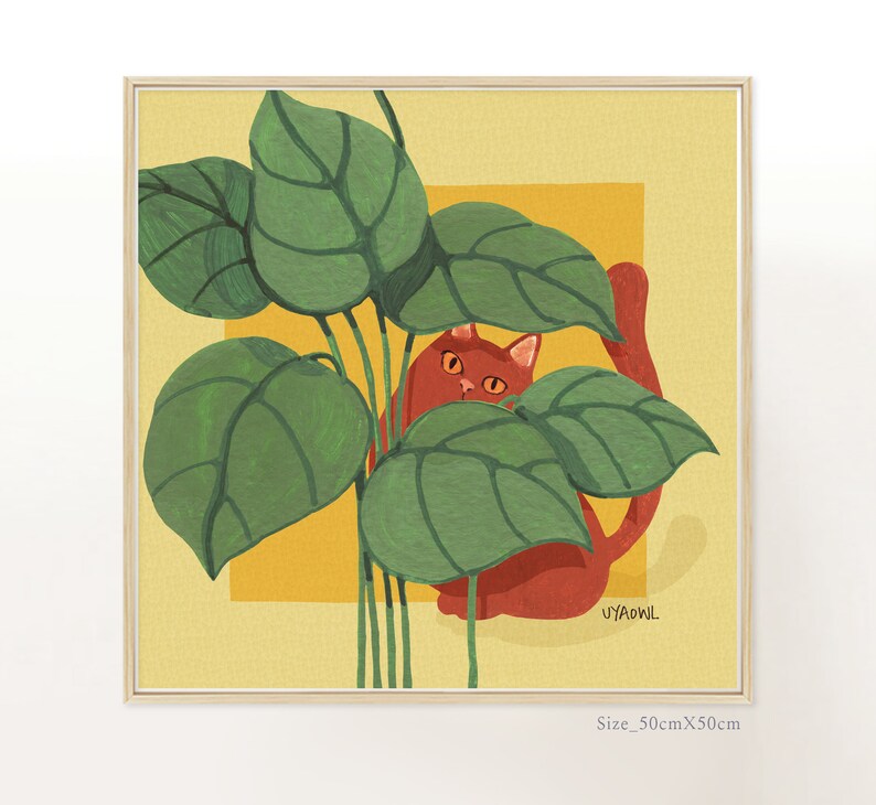 Cat Printed Wall Art Red Cat Poster Printable Brown Cat Cat - Etsy