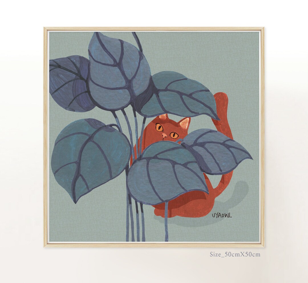 Cat Printed Wall Art Red Cat Poster Printable Brown Cat Cat - Etsy