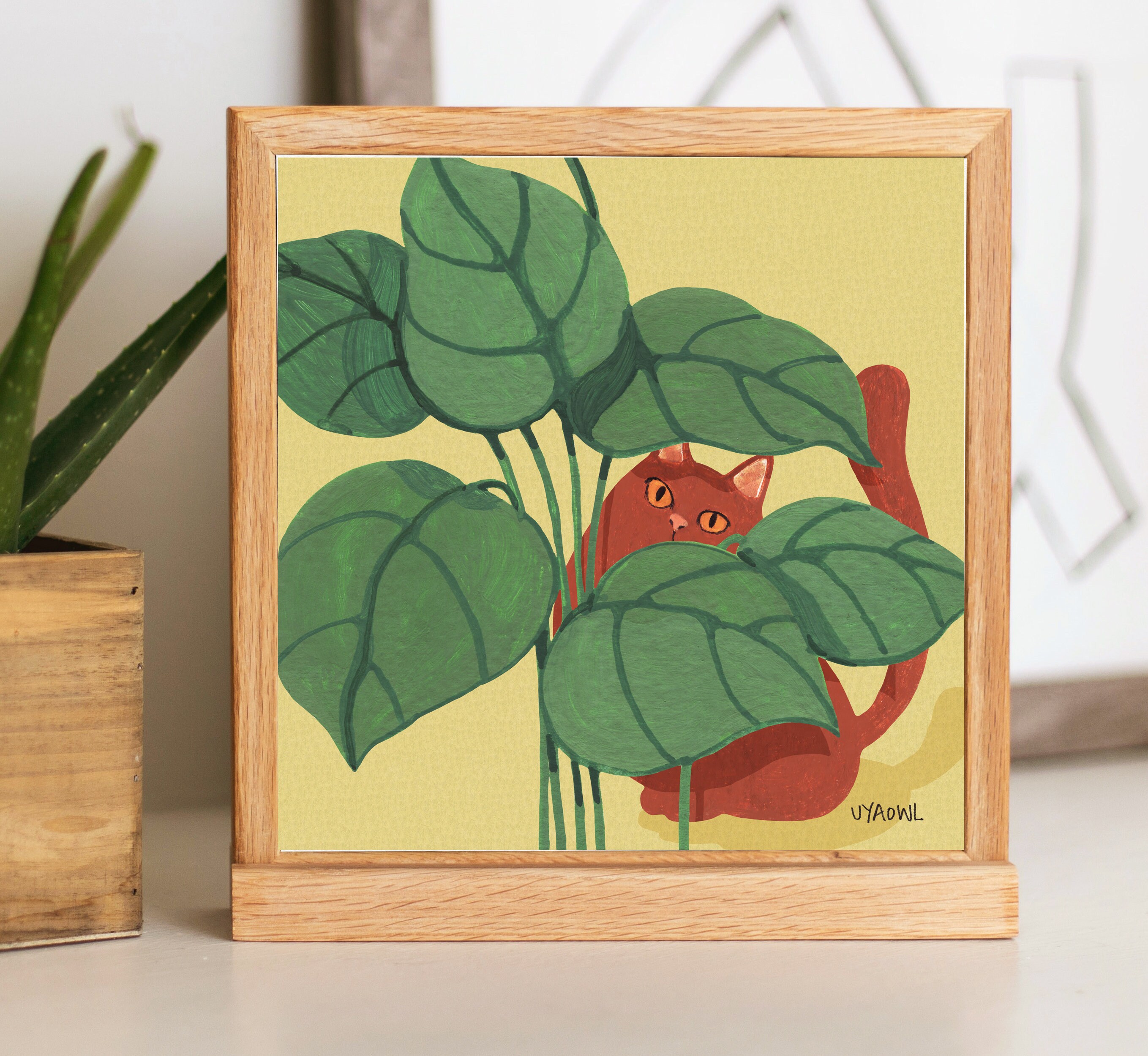 Cat Printed Wall Art Red Cat Poster Printable Brown Cat Cat - Etsy