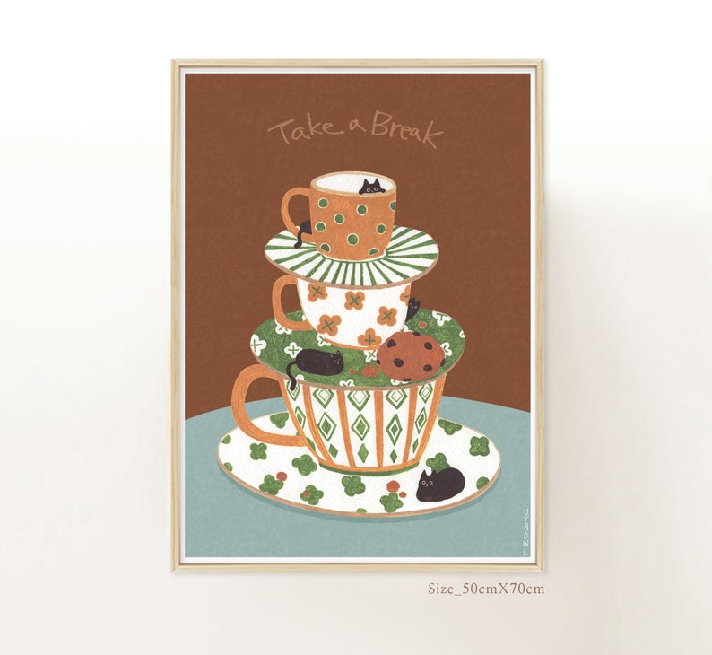 Take A Break Printable, Take a Coffee, Home Decor Wall Art, Watercolor ...