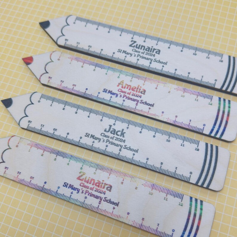 Personalised Ruler Teacher Pupil Gift Wooden - Class End of Term Favour ...