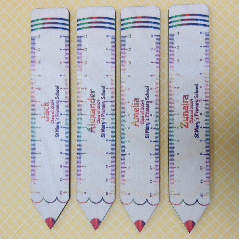 Personalised Ruler Teacher Pupil Gift Wooden - Class End of Term Favour ...